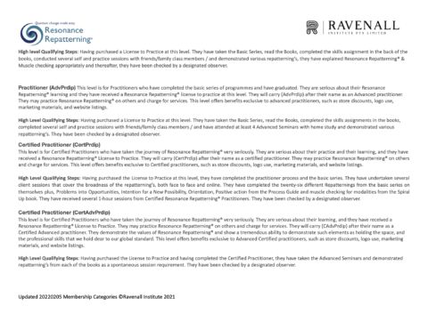 Membership Levels | Resonance Repatterning Institute