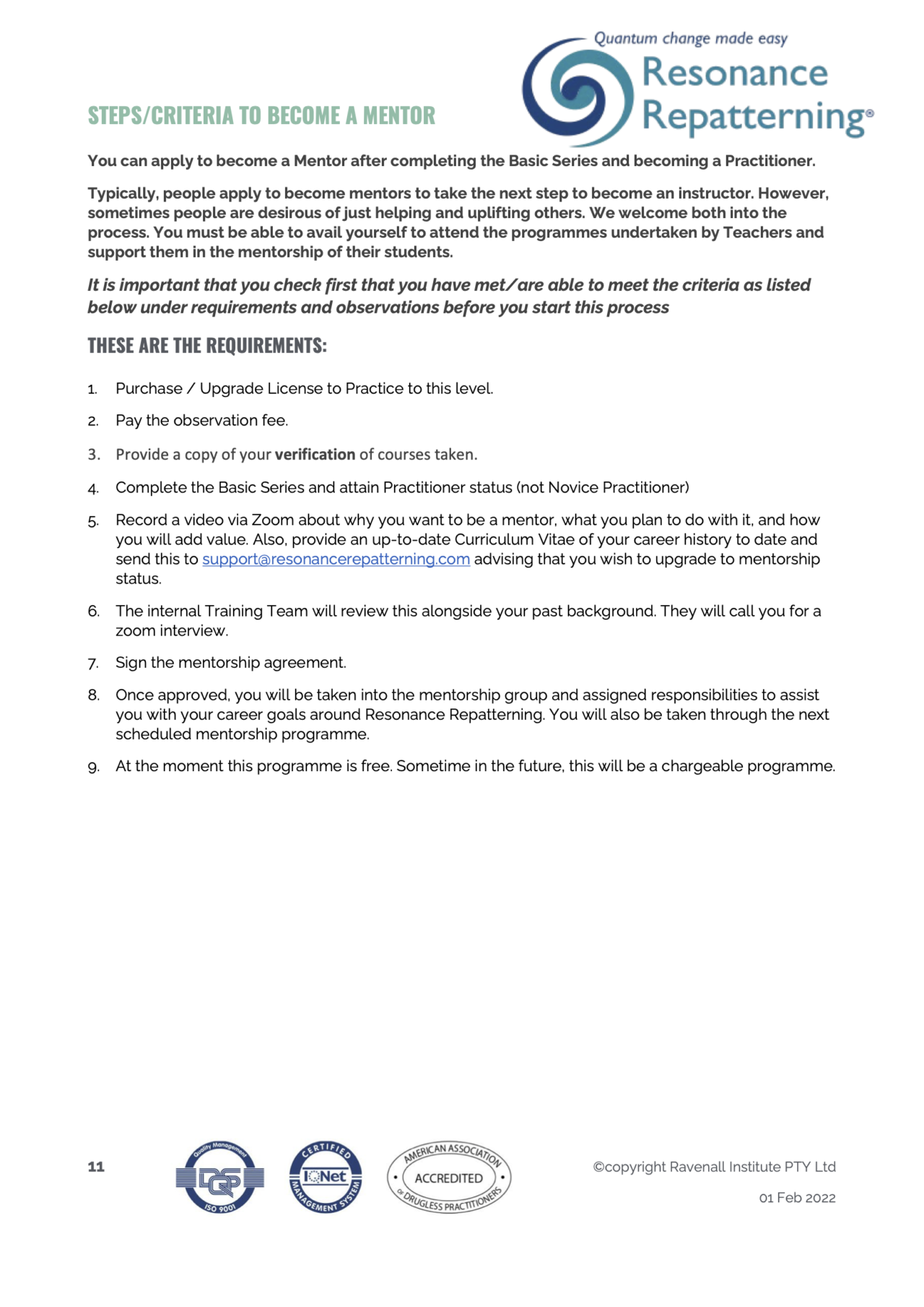 Step by Step Guide to the Career & Certification Pathway | Resonance Repatterning Institute