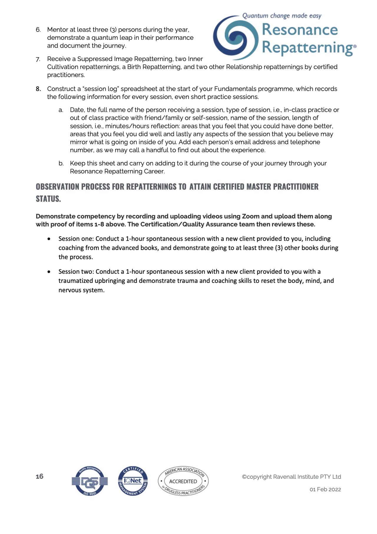 New Accreditation / Certification Journey | Resonance Repatterning Institute