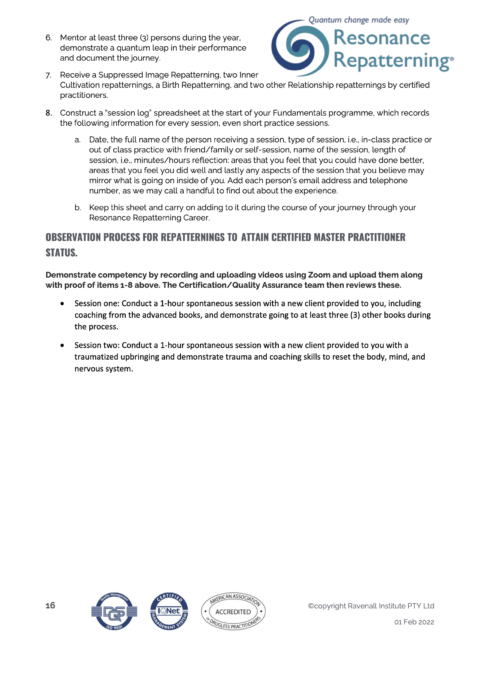 New Accreditation / Certification Journey | Resonance Repatterning Institute