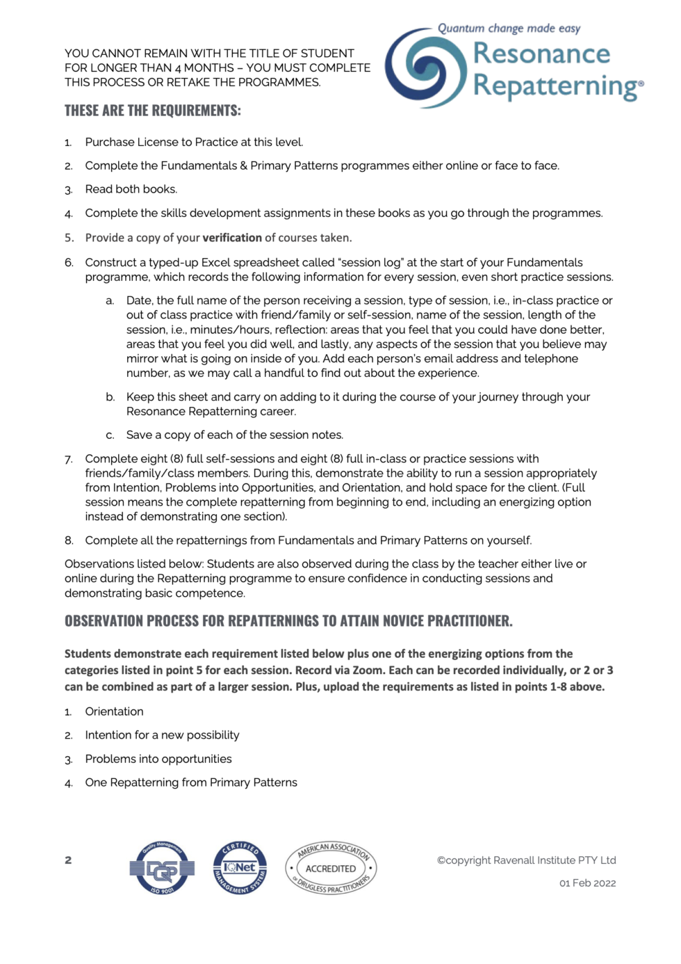 New Accreditation / Certification Journey | Resonance Repatterning Institute