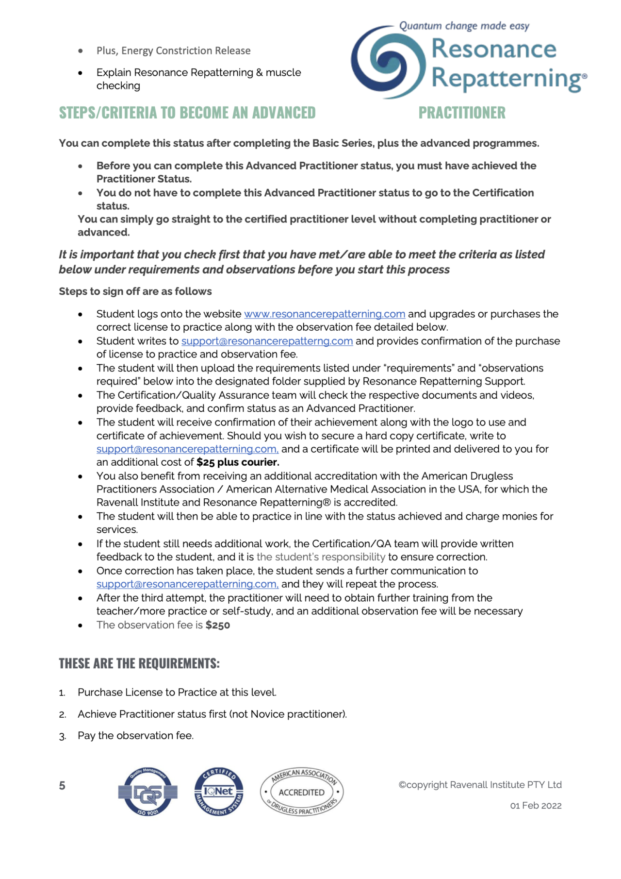 New Accreditation / Certification Journey | Resonance Repatterning Institute