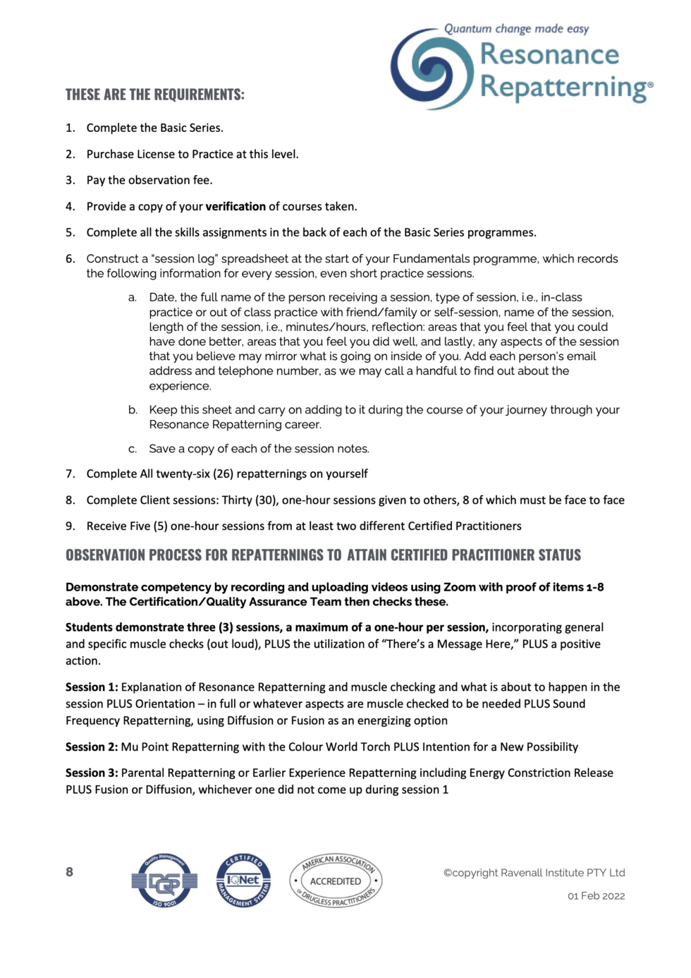 New Accreditation / Certification Journey | Resonance Repatterning Institute